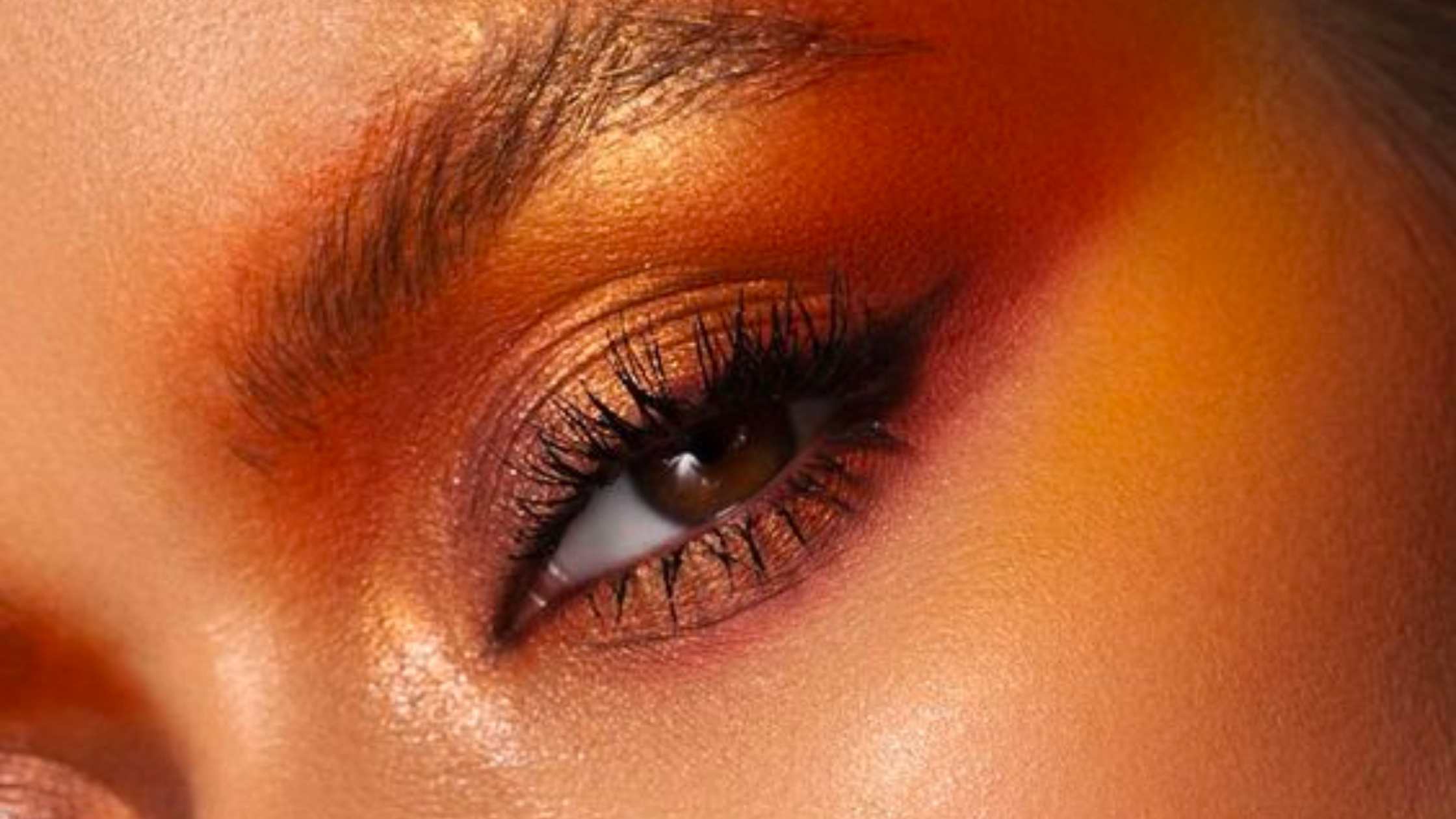 How to create Sunset tangy eye makeup with gold shimmed & brown liner ...